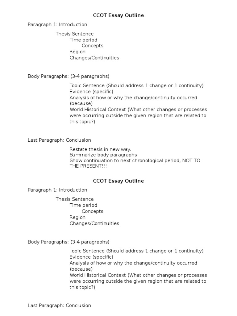 Ccot Essay Outline | PDF