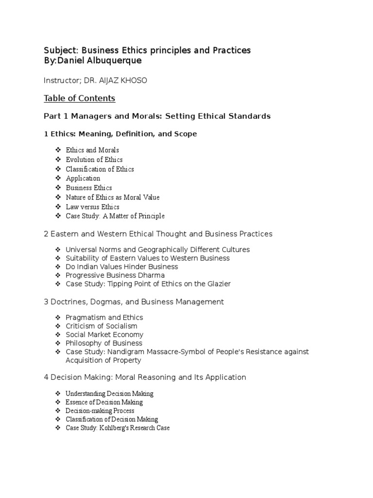 Business Ethics Course Syllabus | PDF | Business Ethics | Corporate Social Responsibility