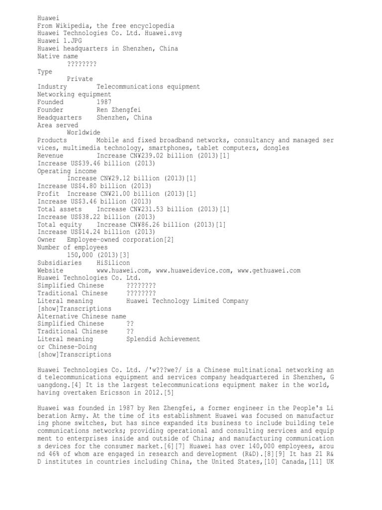 Huawei | PDF | Networks | Telecommunications