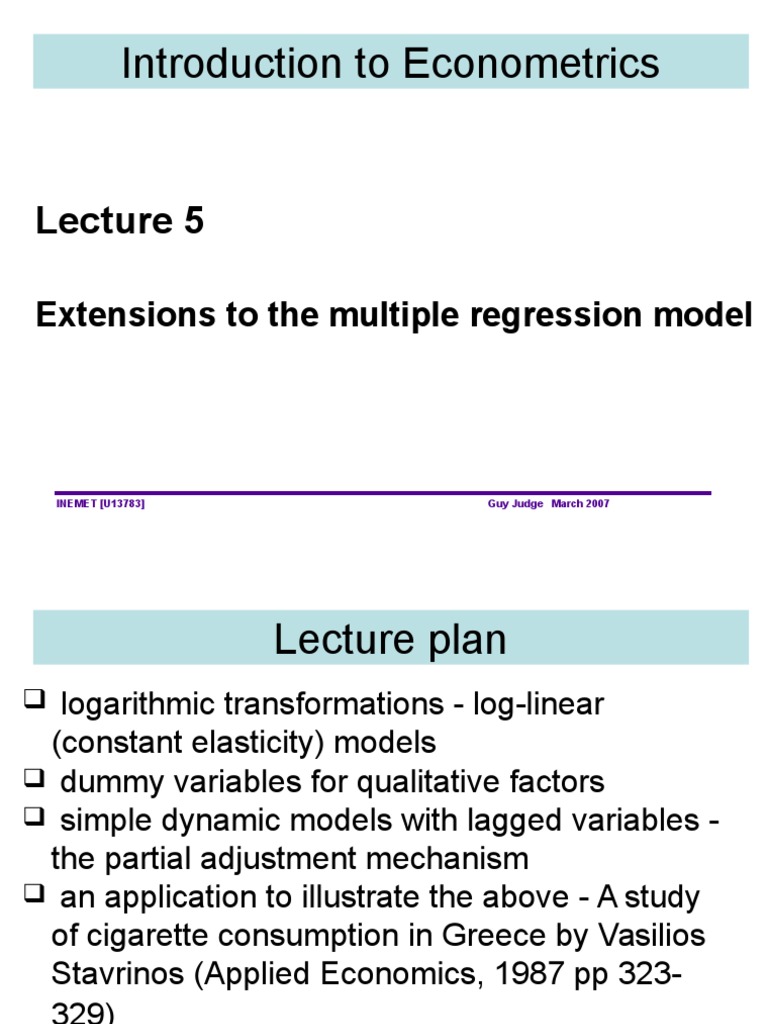 Econometrics | PDF | Dummy Variable (Statistics) | Regression Analysis