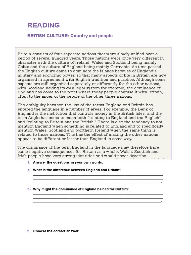 Reading British Culture | PDF | English People | United Kingdom
