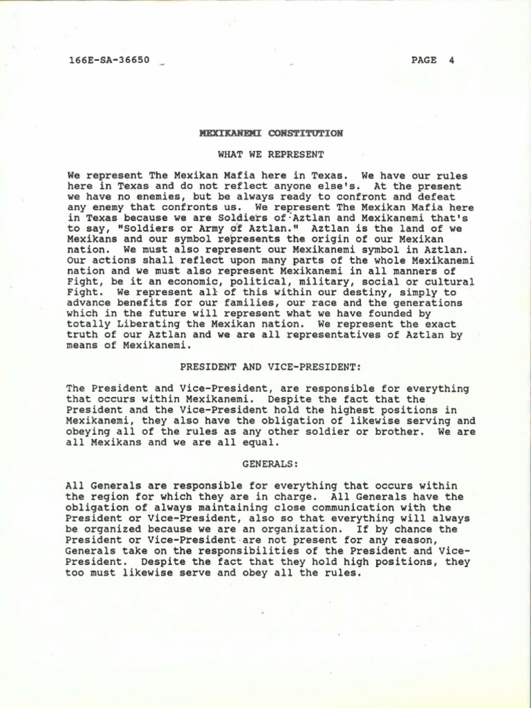 Texas Mexican Mafia Constitution | PDF | Mexico | Justice