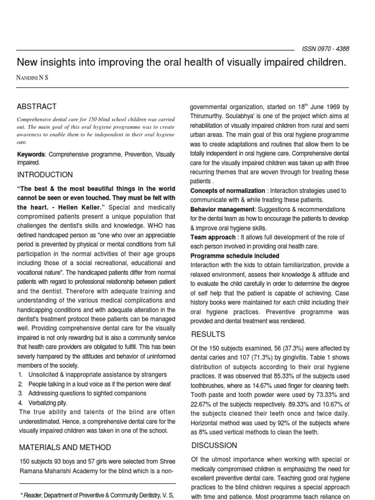 Visually Impaired Guidelines | PDF | Oral Hygiene | Visual Impairment