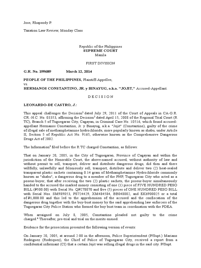 People Vs Constantino | PDF | Burden Of Proof (Law) | Evidence