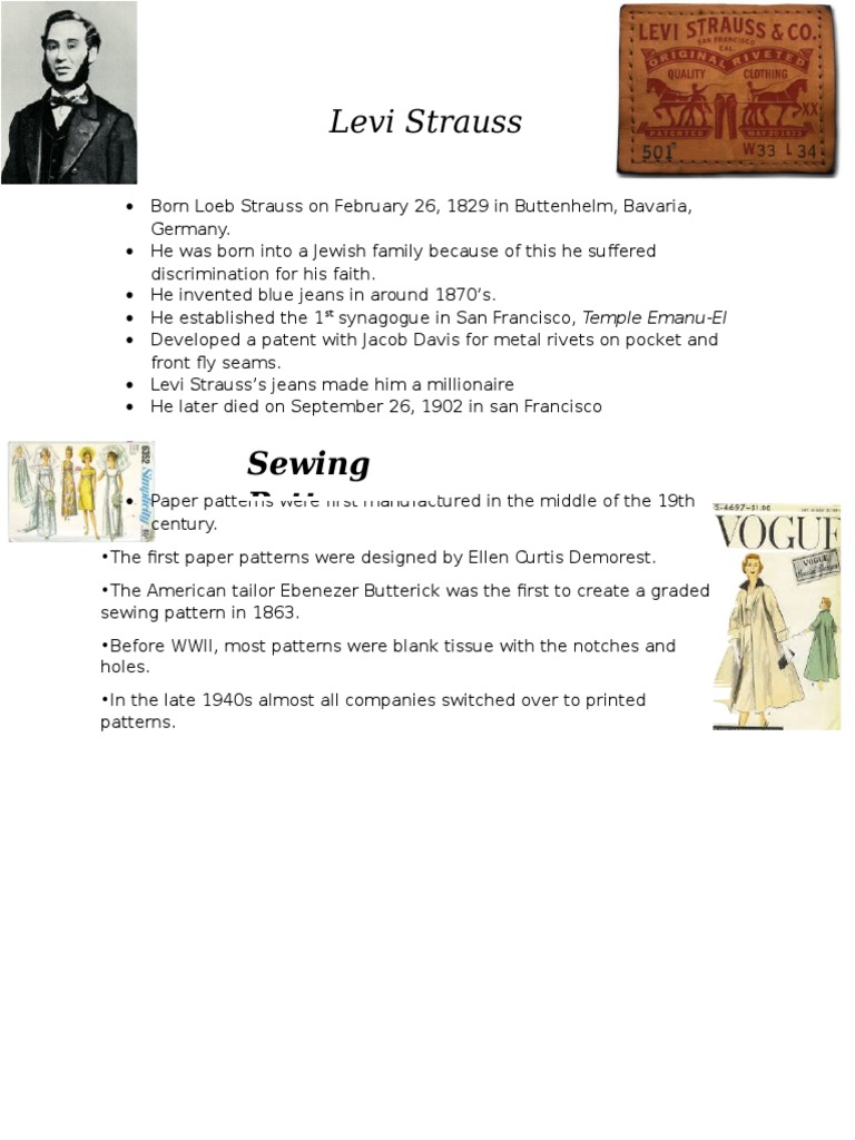 Levi Strauss: Inventor of Blue Jeans | PDF | Travel | History