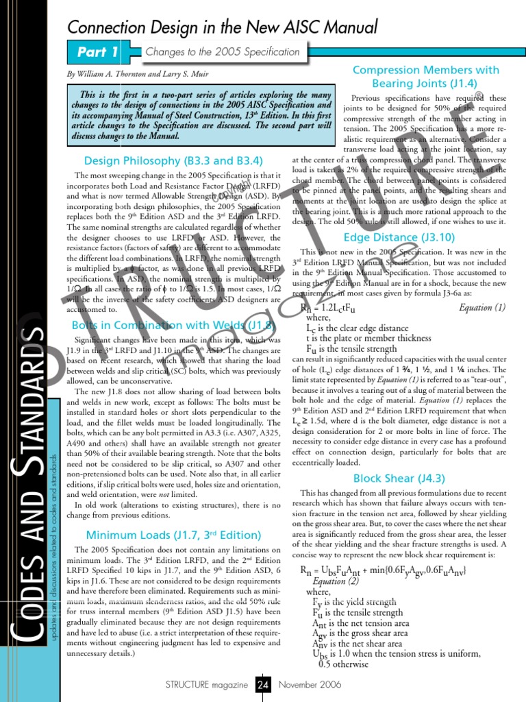 Connection Design in The New AISC Manual | PDF | Truss | Screw