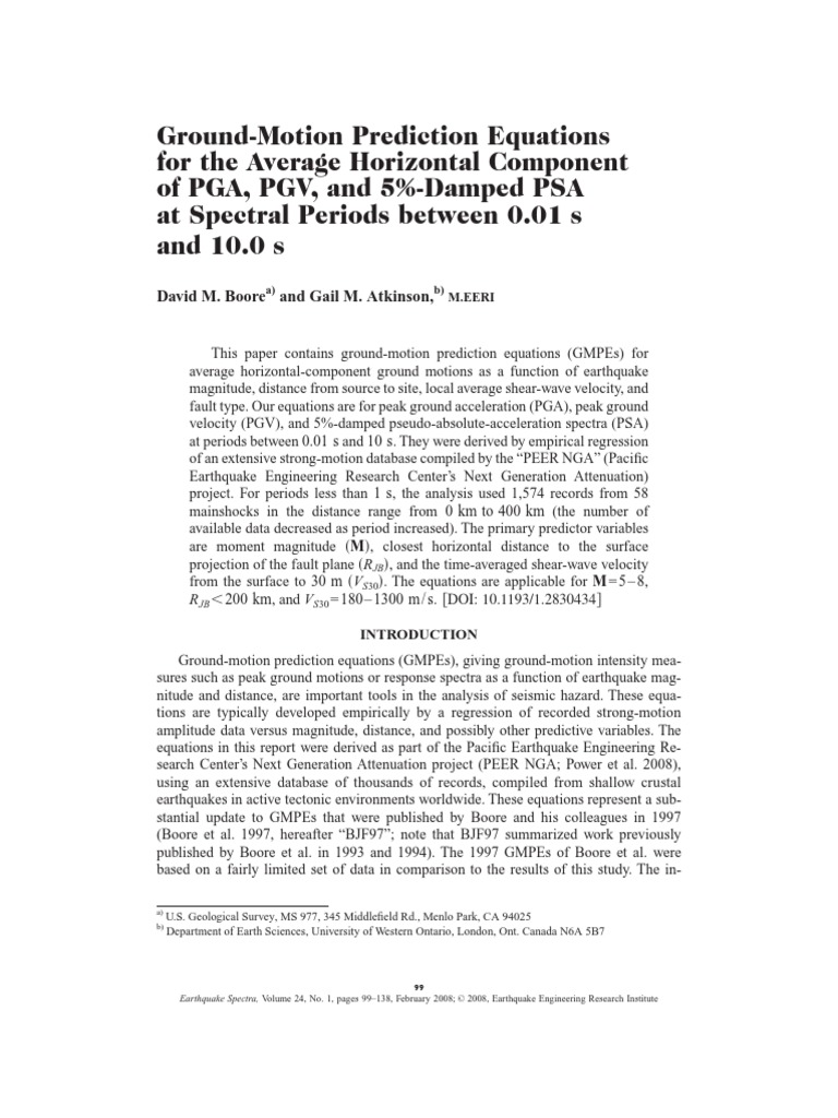 BOORE - ATKINSON - 2008 - Ground Motion Prediction Equations For The ...