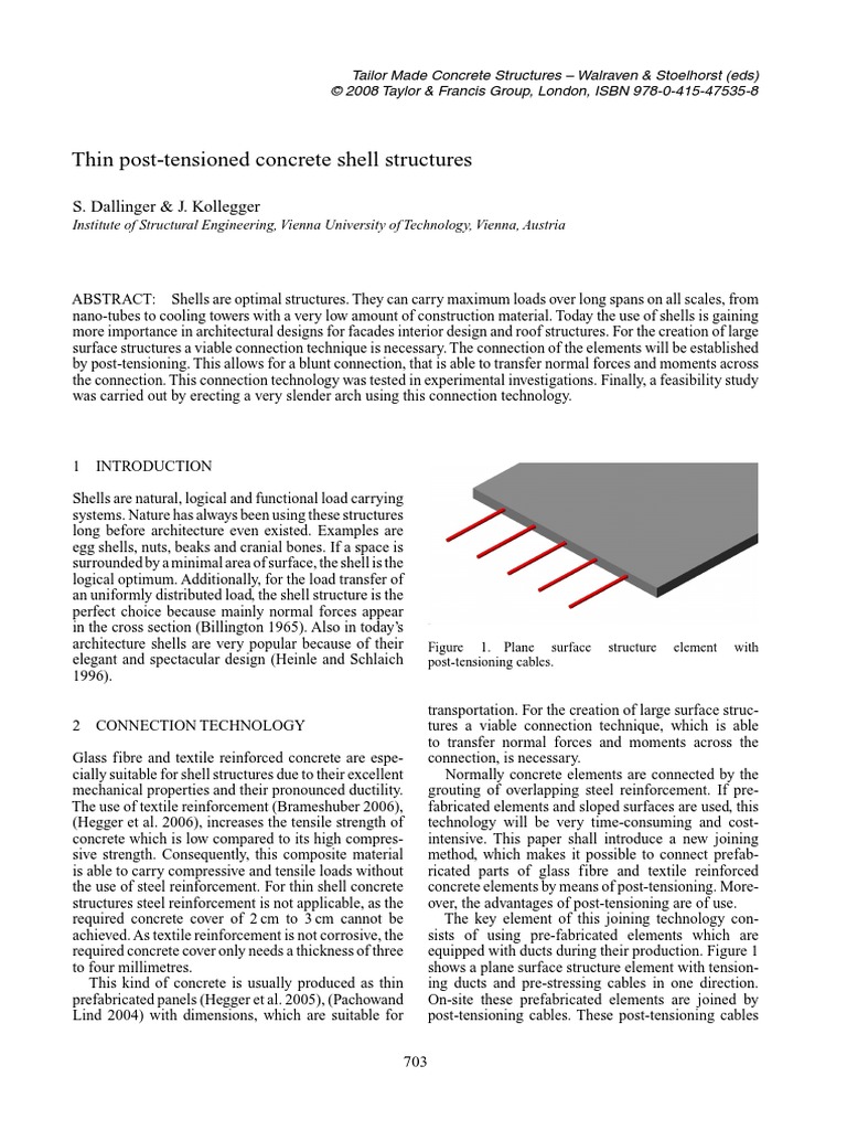 Thin Post-Tensioned Concrete Shell Structures | PDF