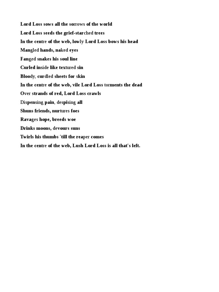 Lord Loss: The Embodiment of Grief | PDF