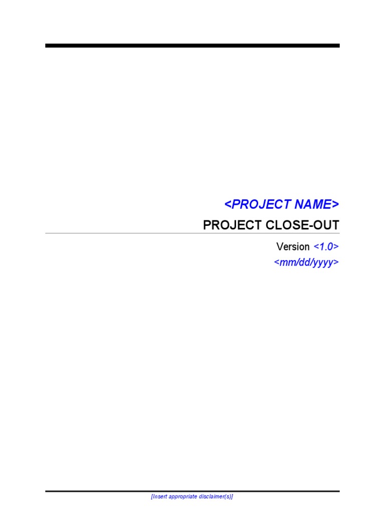 Project Close Out Template Pdf Verification And Validation Computing