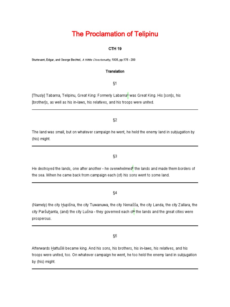 The Proclamation of Telipinu | PDF | Armed Conflict | Unrest