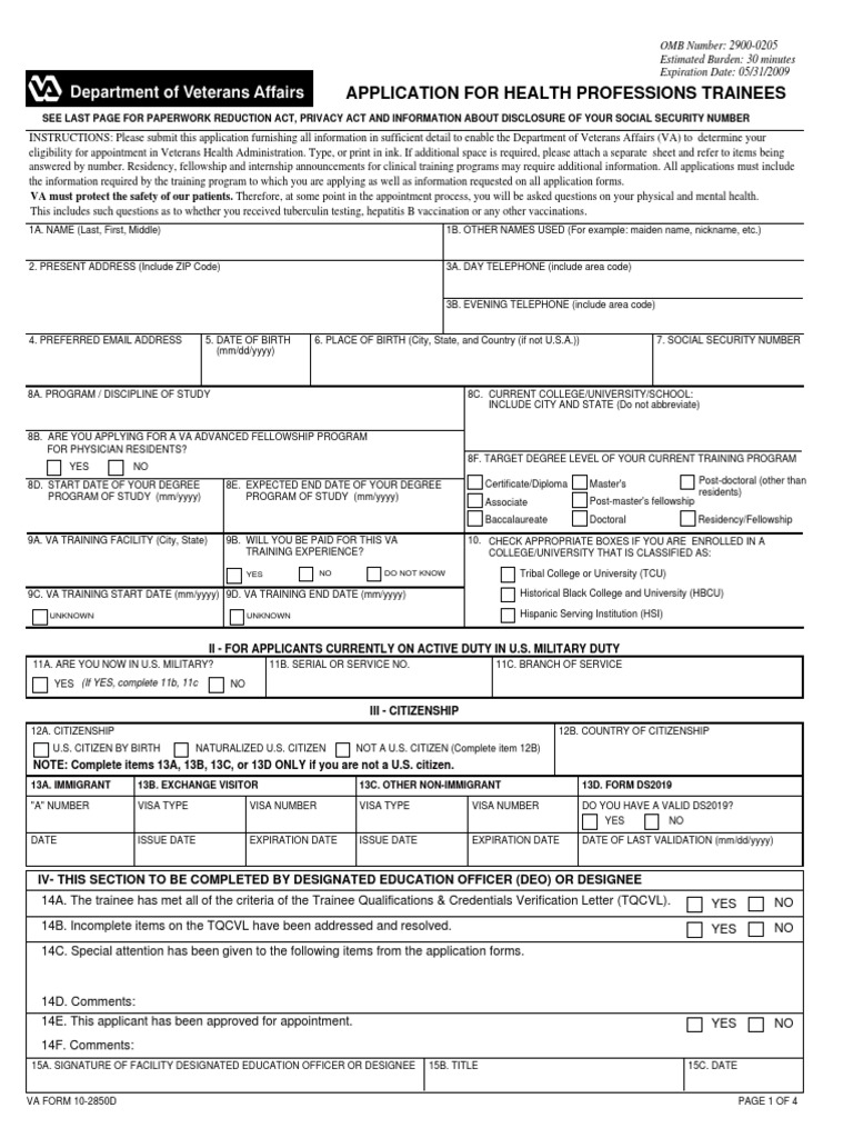 Application For Health Professions Trainees | PDF | Professional ...