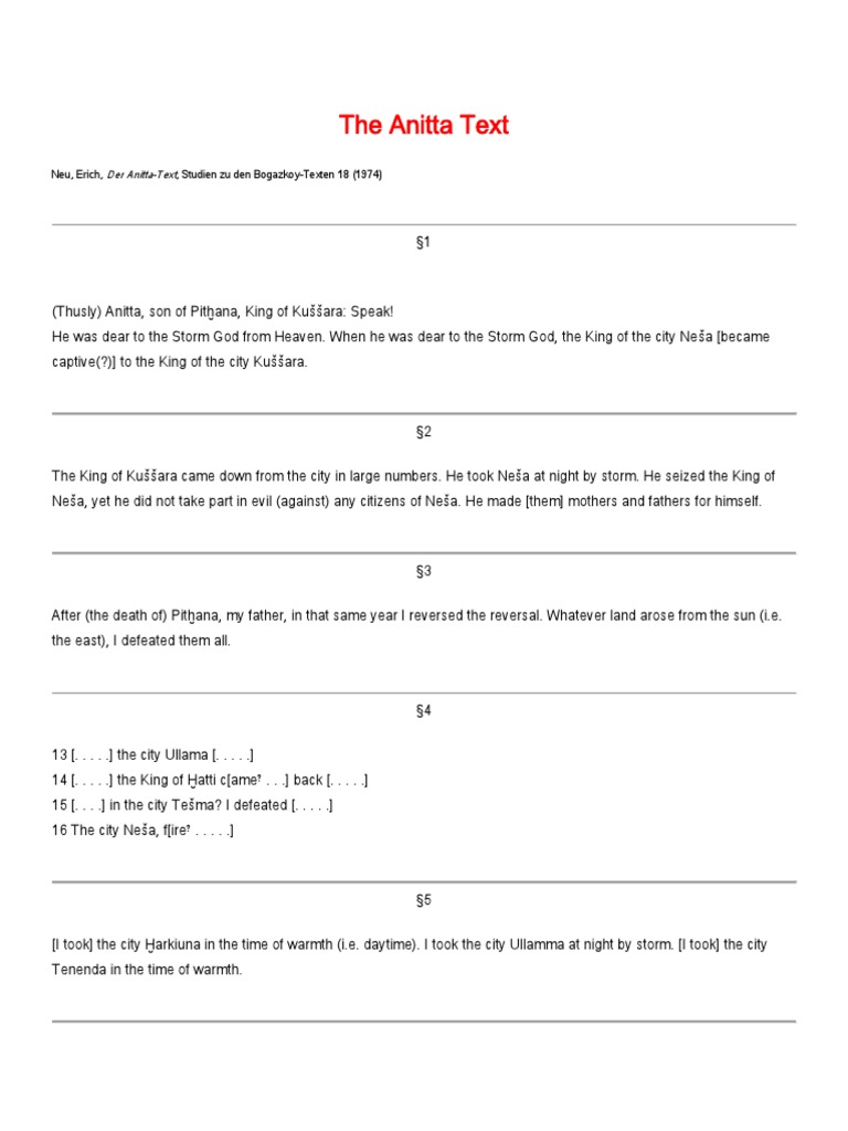 The Anitta Text | PDF