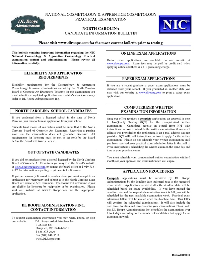NC Apprentice and Cosmetology Practical CIB | Infection Control | Test ...