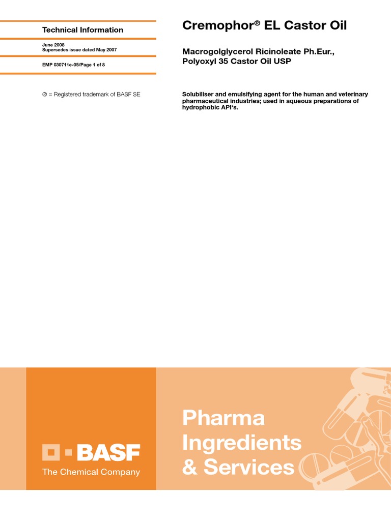 Cremophor EL | PDF | Chemical Substances | Chemistry
