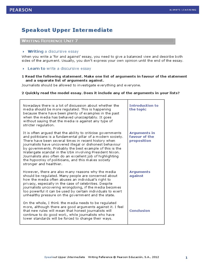 So Upper Intermediate Discursive Essay | PDF | Journalism | Paragraph
