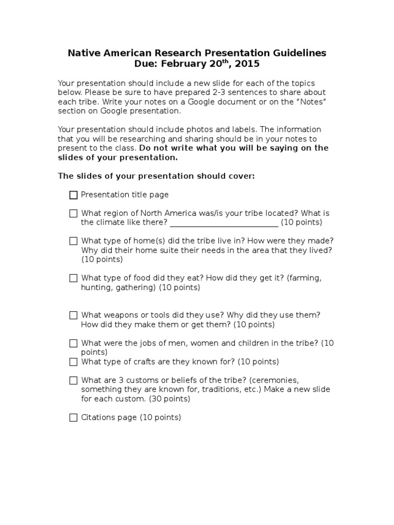 Native American Presentation Guidelines | PDF