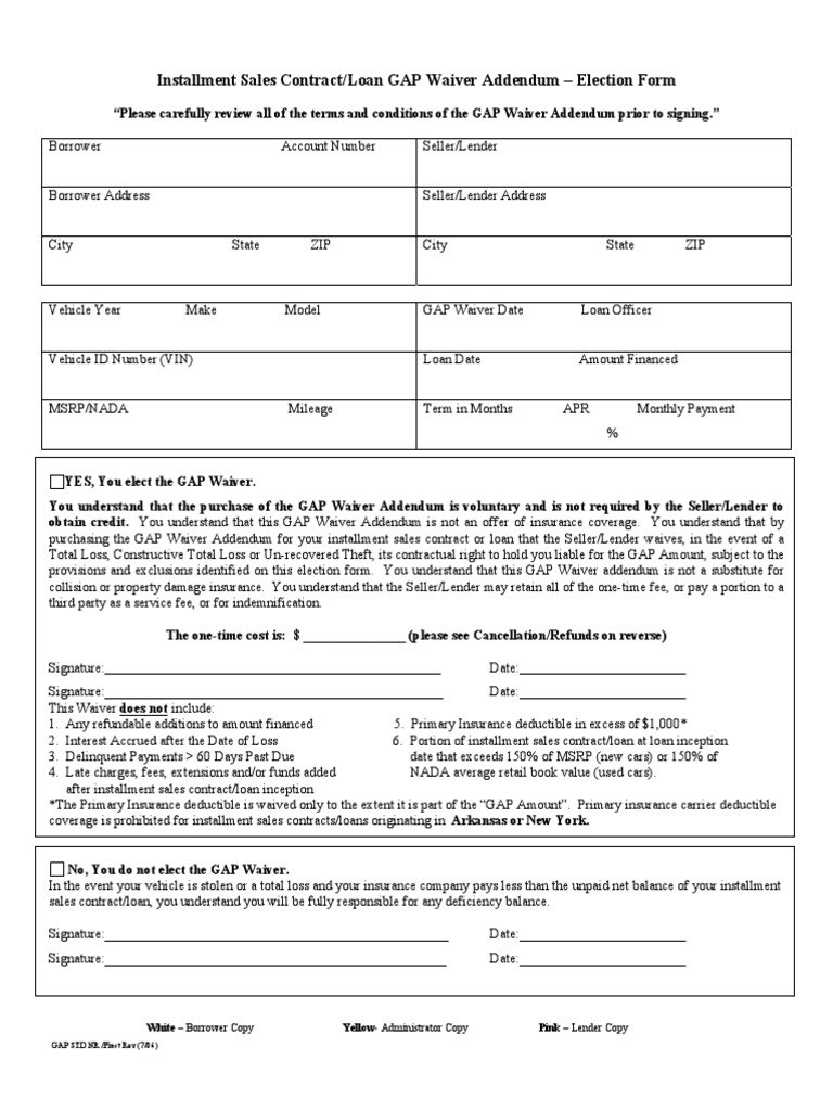 Gap Waiver | PDF | Loans | Insurance