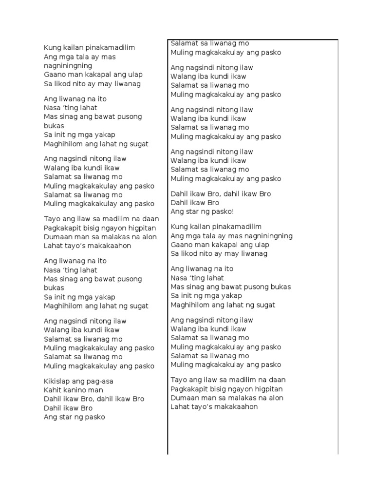 Star NG Pasko Lyrics | PDF