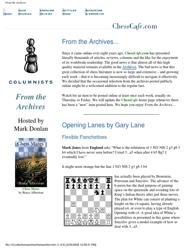Gary Lane - Chess Cafe - Opening Lanes - 1-180 | PDF | History