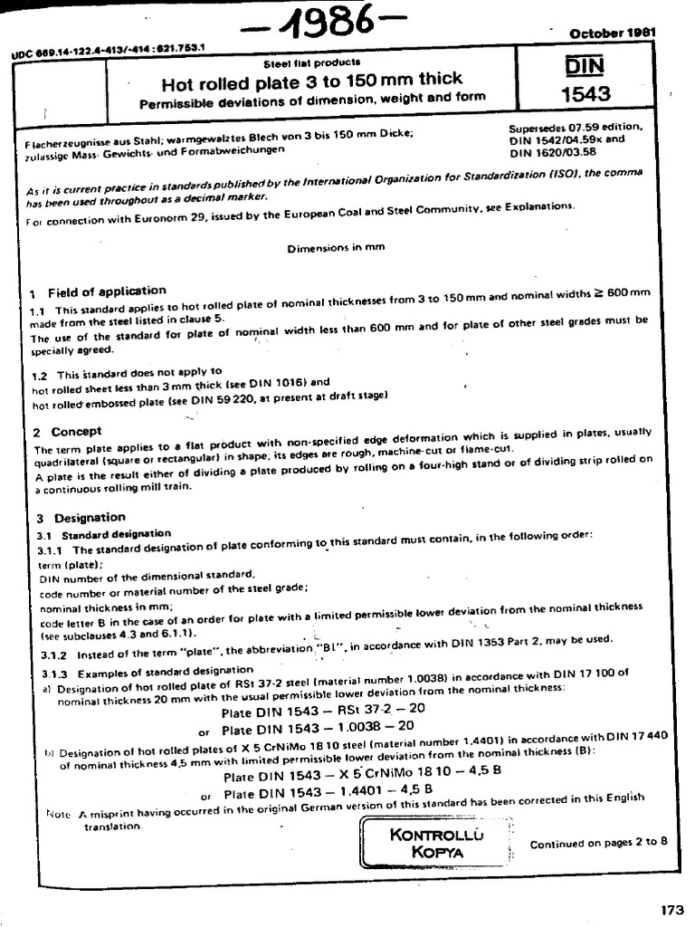 Din 1543-81 | PDF | Mass | Physical Quantities