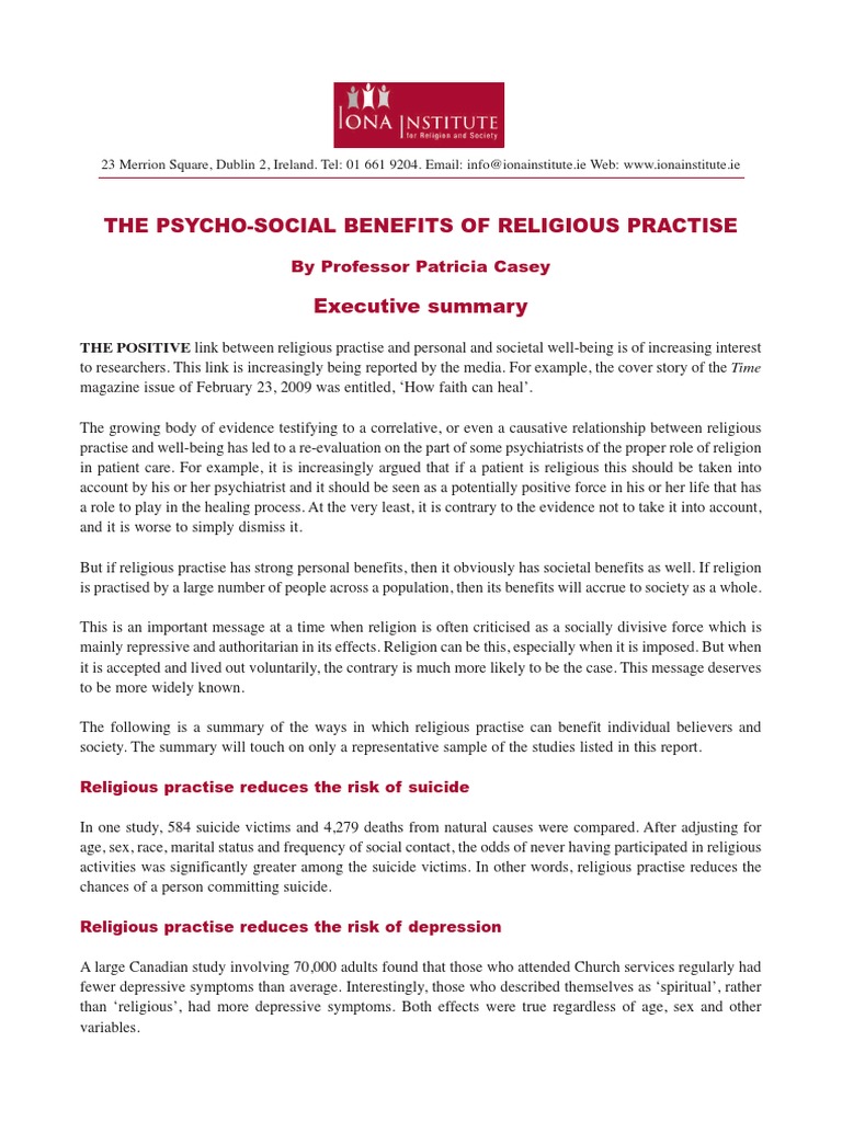Psychological Benefits of Religion | PDF | Grief | Marriage
