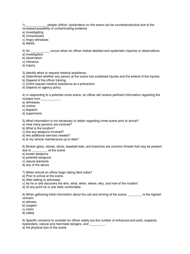 Crime Scene Quiz | Download Free PDF | Crime Scene | Fingerprint