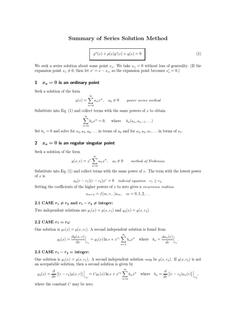 Series Solution & Frobenius Method | PDF