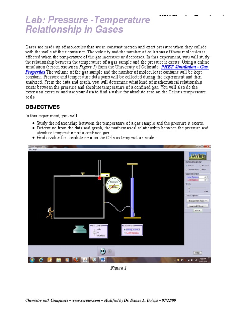 Pressure Temperature PhET | PDF | Gases | Temperature