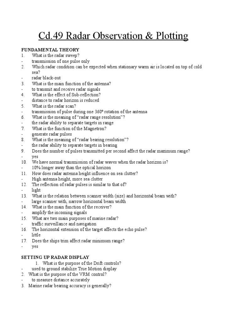 CD.49 Radar Observation & Plotting | PDF | Radar | Antenna (Radio)