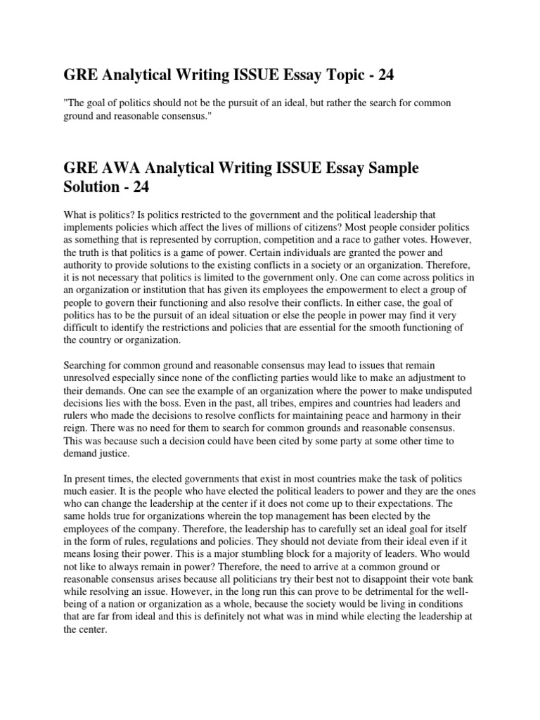 GRE Analytical Writing ISSUE Essay Topic - 24 | Download Free PDF ...