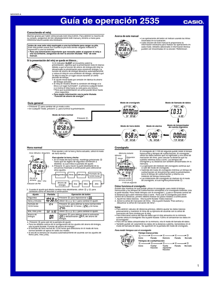 Manual Reloj Casio | PDF | Reloj | Memoria del ordenador