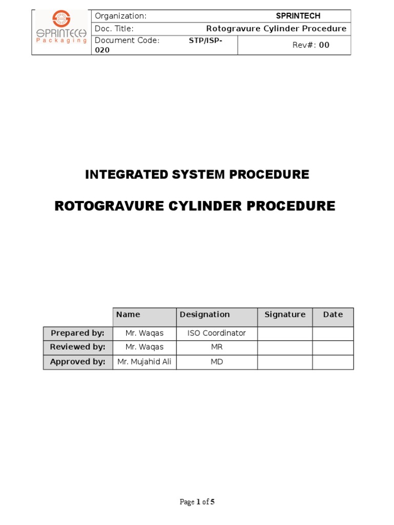 Rotogravure Cylinder Procedure | PDF | Media Technology | Graphic Design