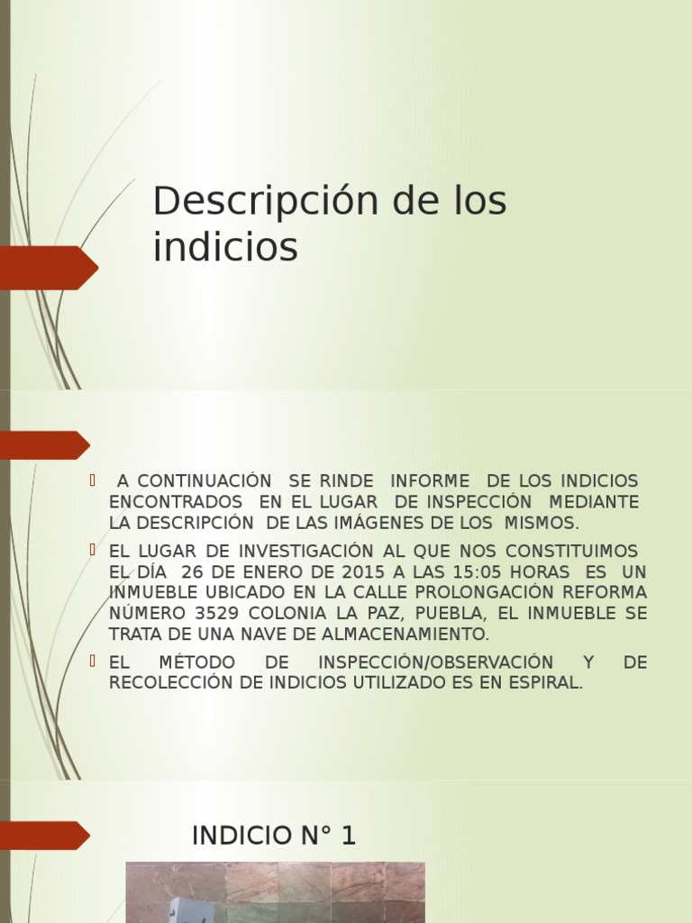 Descripción de Los Indicios