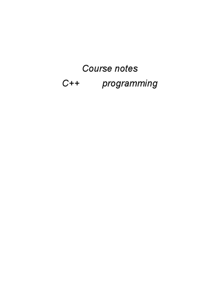 C Notes C C Programming Language