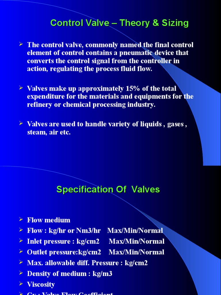 Control Valve - Theory & Sizing | PDF | Valve | Actuator