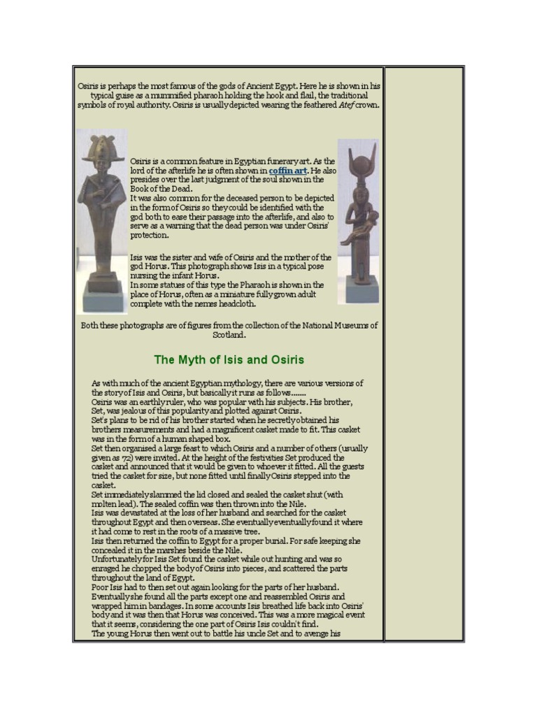 The Myth of Isis and Osiris: Coffin Art | PDF | Osiris | Isis