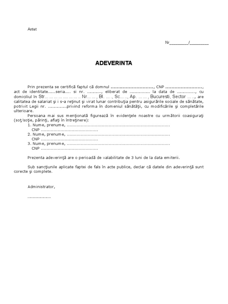 Adeverinta Salariat | PDF
