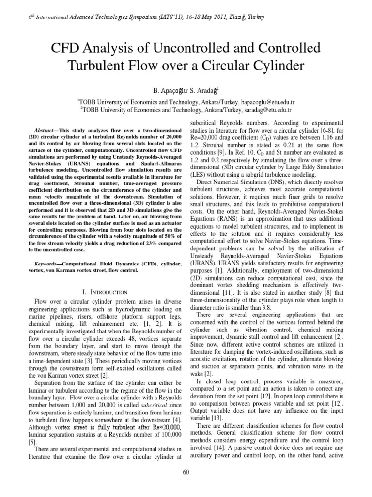 CFD Analysis of Uncontrolled and Controlled Turbulent Flow Over A ...