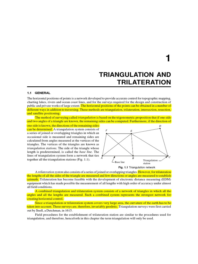 Triangulation And Trilateration Pdf Surveying Triangle