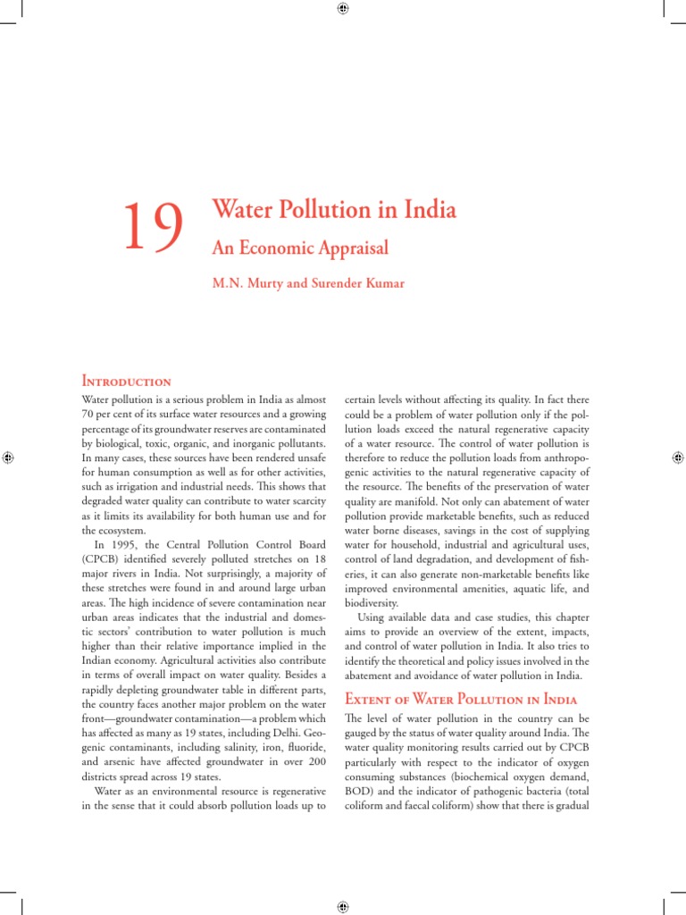 CHP 19 Water Pollution in India An Economic Appraisal | PDF | Water ...