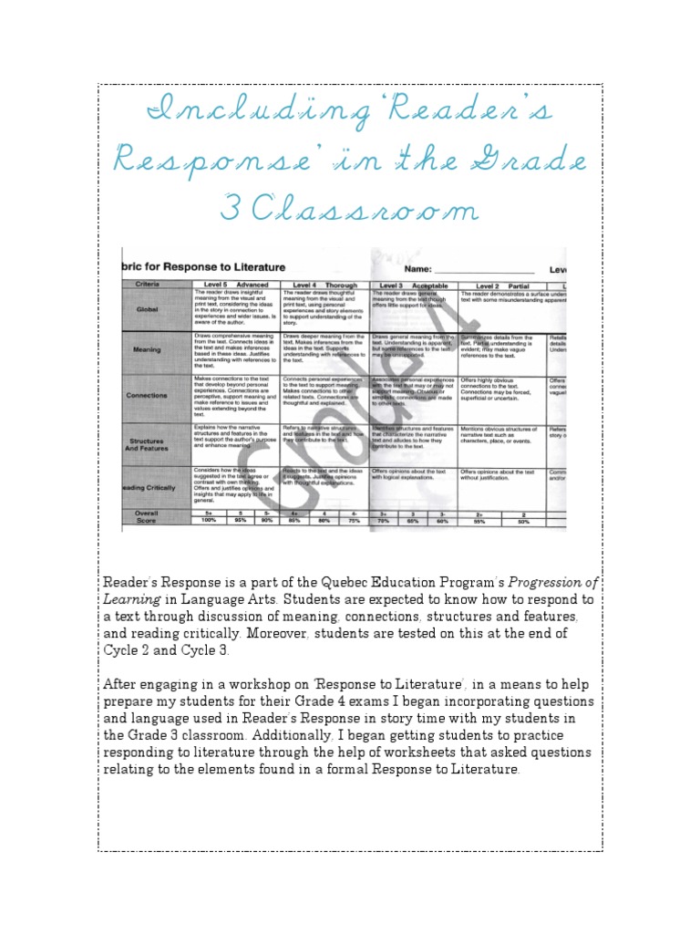 Enhancing Reader's Response in Grade 3 | PDF | Career & Growth ...