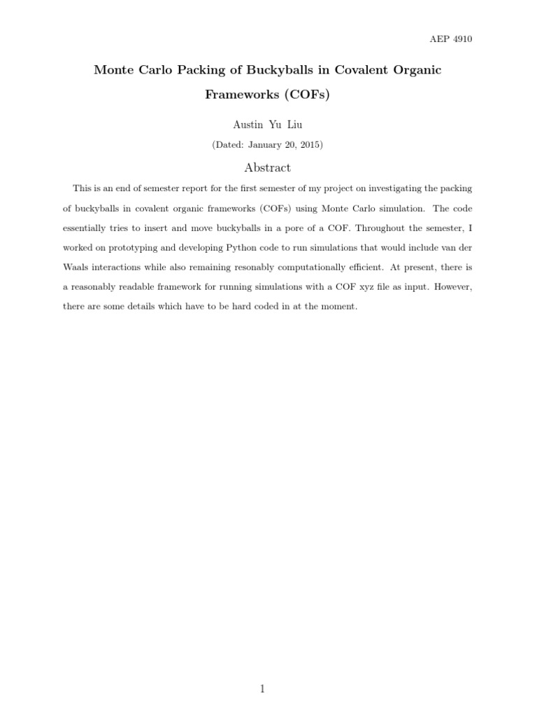 Monte Carlo Packing of Buckyballs in Covalent Organic Frameworks (Cofs ...