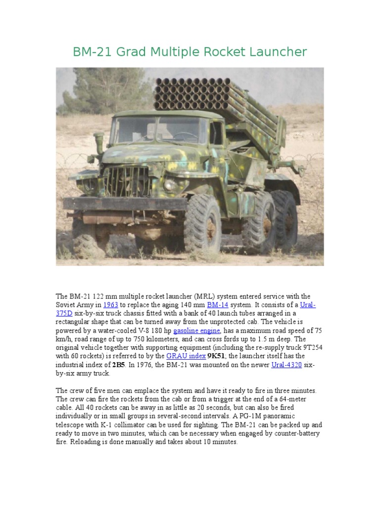 BM-21 Grad Multiple Rocket Launcher | PDF