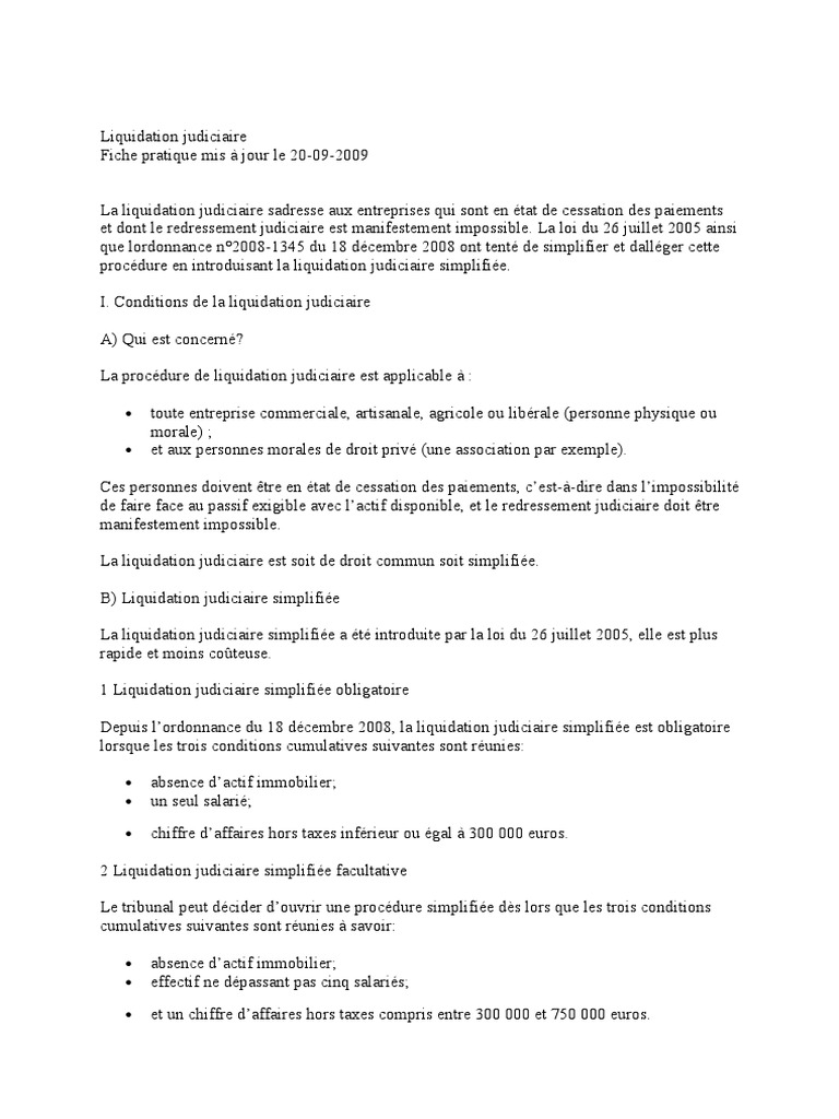 Liquidation Judiciaire | PDF | Liquidation | Agence de recouvrement