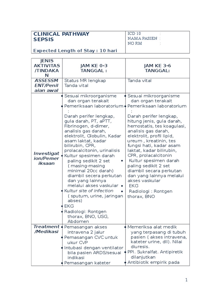 Clinical Pathway Sepsis | PDF