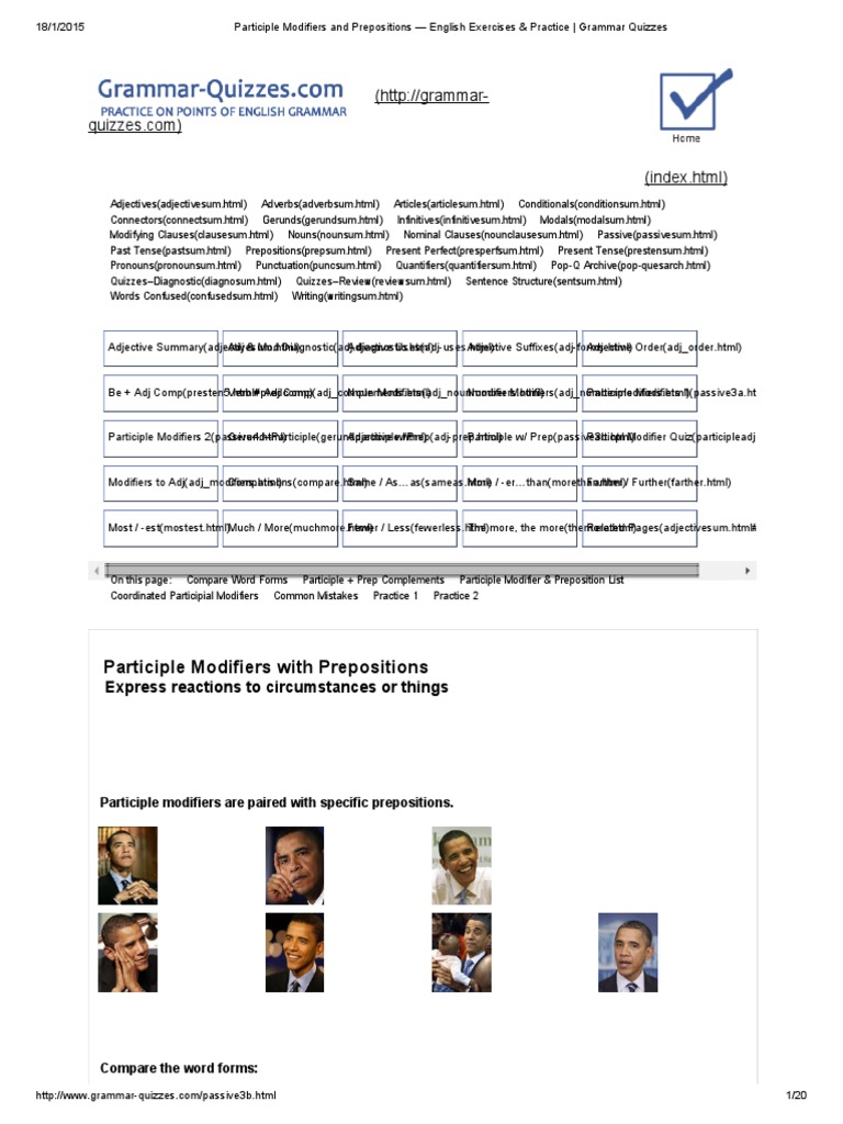Participle Modifiers and Prepositions - English Exercises & Practice ...