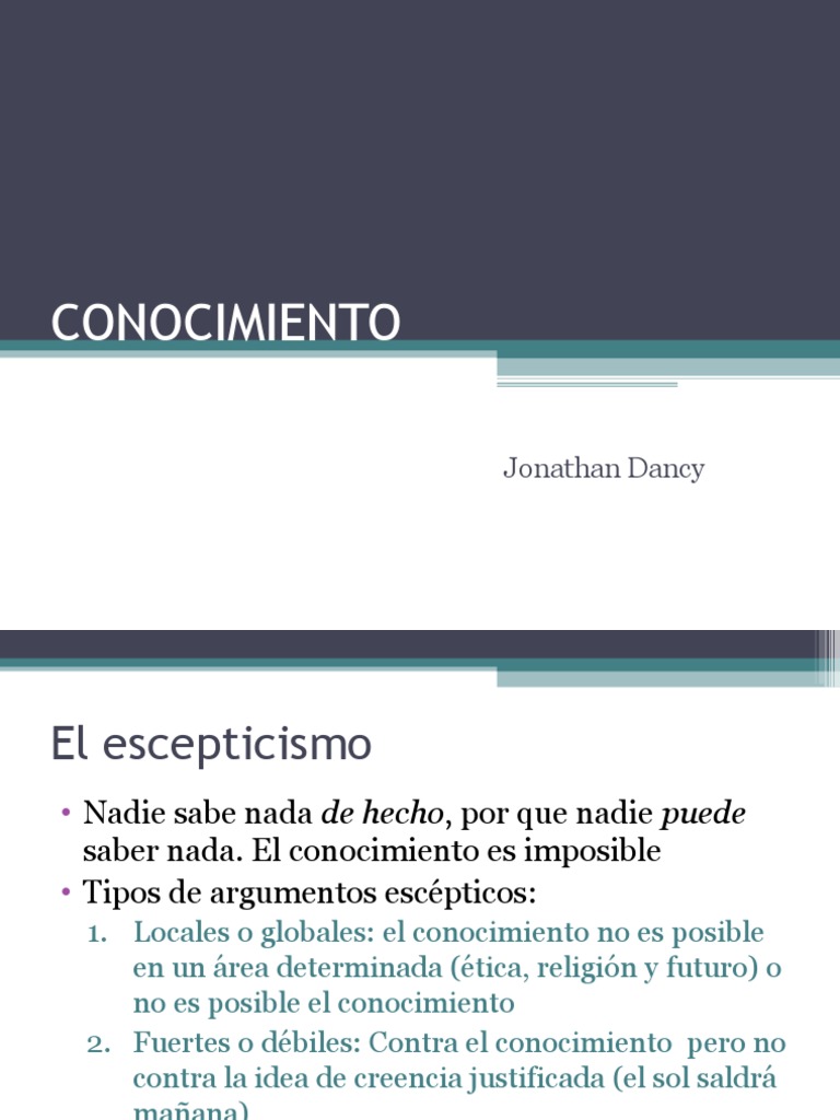 Epistemología-Jonathan Dancy | PDF | Evidencia | Teoría de la justificación