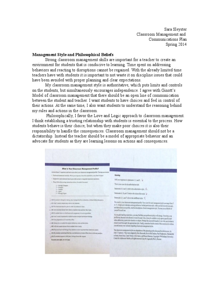 Classroom Management Plan | PDF | Classroom Management | Action ...