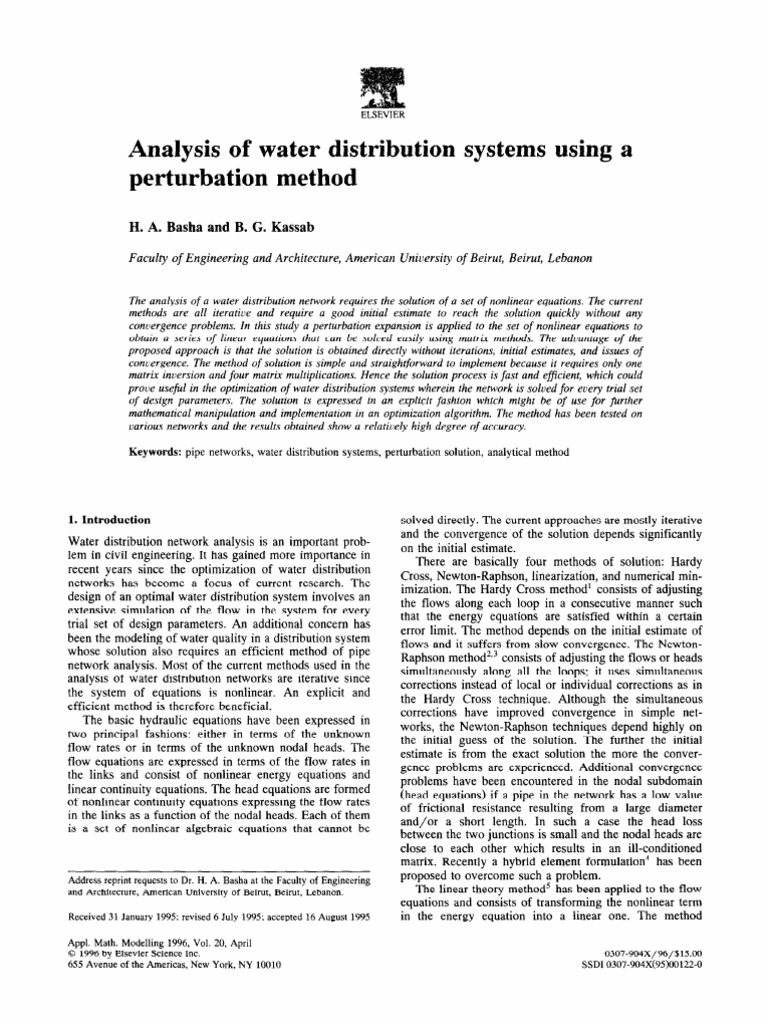 Analysis of Water Distribution Systems Using A | Download Free PDF ...
